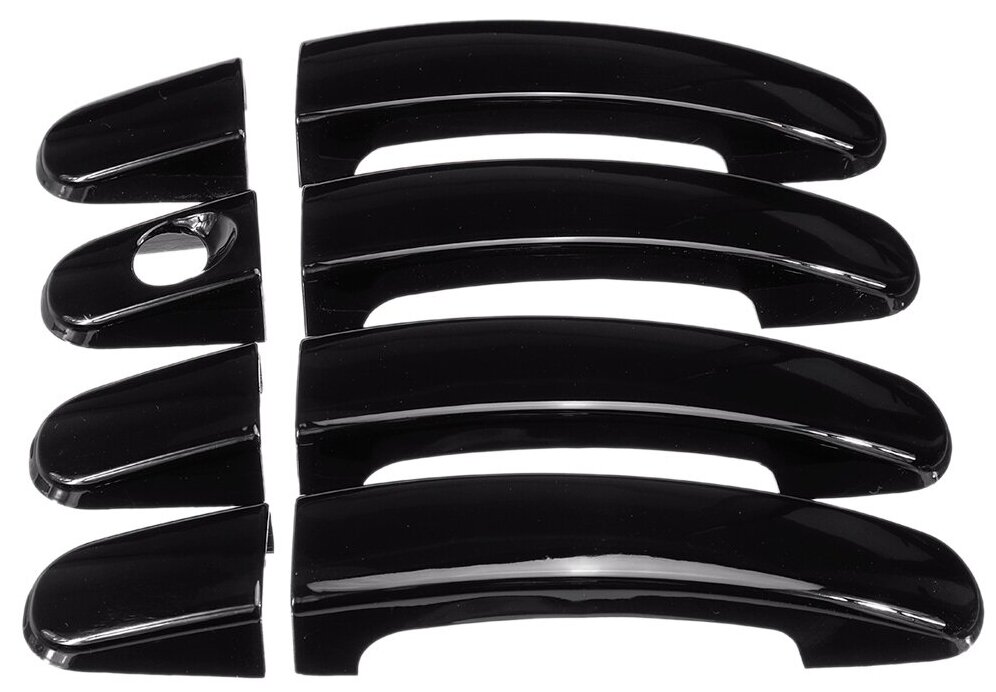 Накладки на ручки дверей 8 шт глянцевые чёрные ABS для Ford Focus Mk2 2005-2011, Escape/Kuga 2013-2018, Ranger T6
