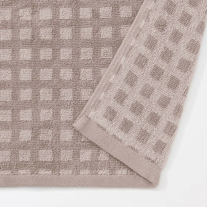 MUJI Мягкий полотенце из чистого хлопка с вельветом 34x85 см бежевый клетчатый однотонный Цвет：Бежевая клетка