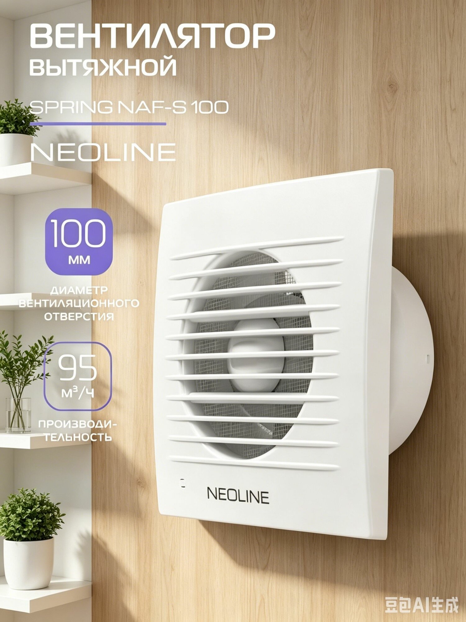 Вентилятор вытяжной 100, Вентилятор вытяжной NEOLINE NAF-S 100 диаметр 100 мм вытяжка 100 мм