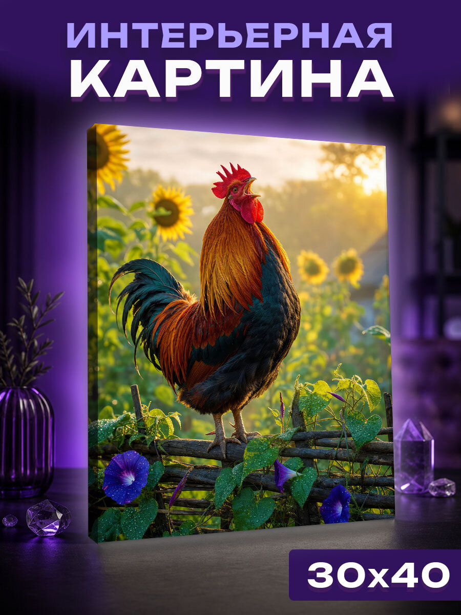 Интерьерная картина Петух встречает рассвет