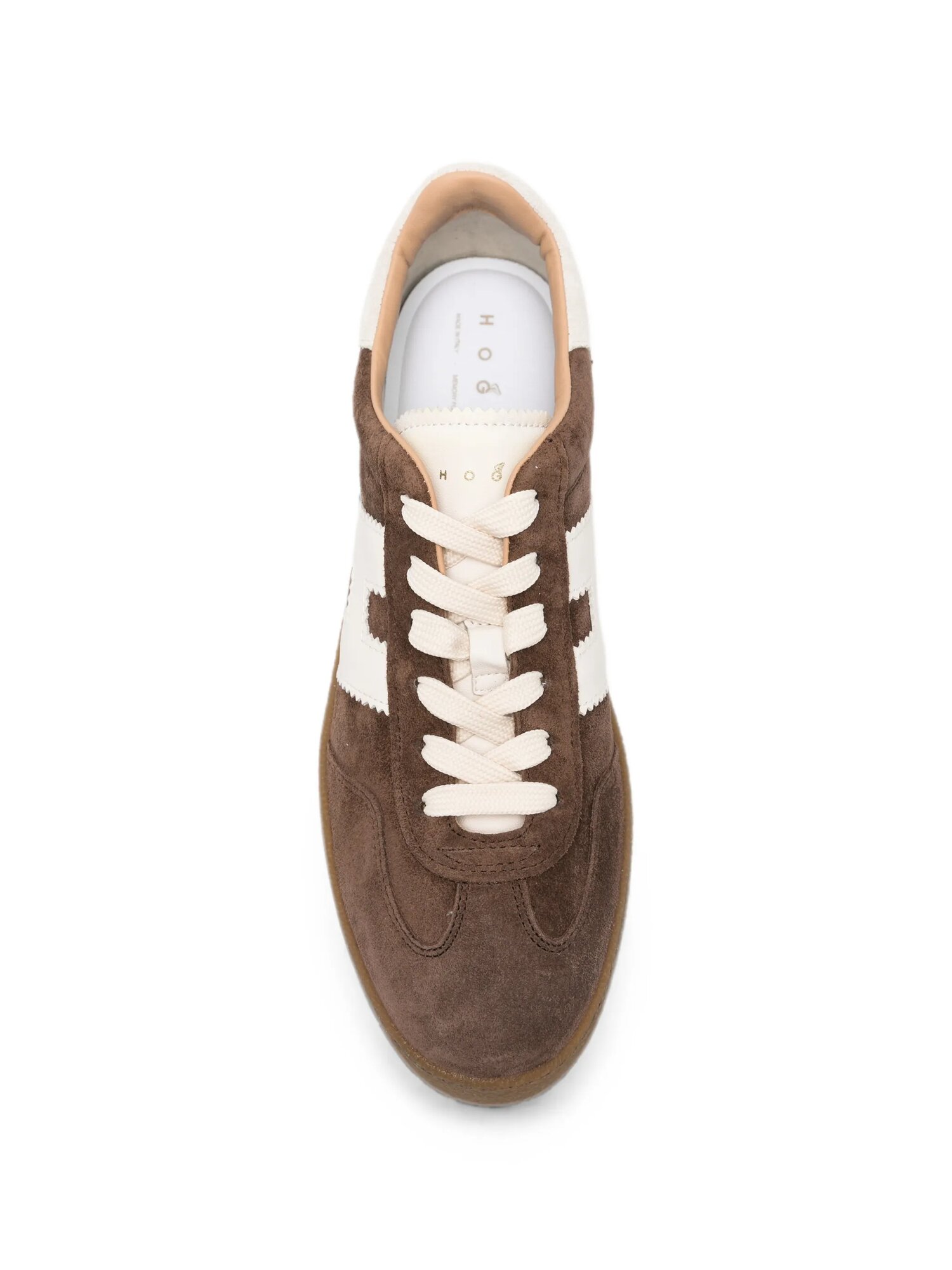 Кроссовки Hogan H698 logo-patch sneakers, размер 34 EU, коричневый/серый/оранжевый — фото 1