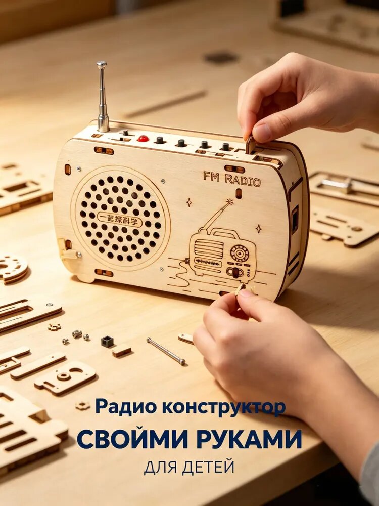 Детский радио конструктор Деревянный комплект Build Kids Craft Student