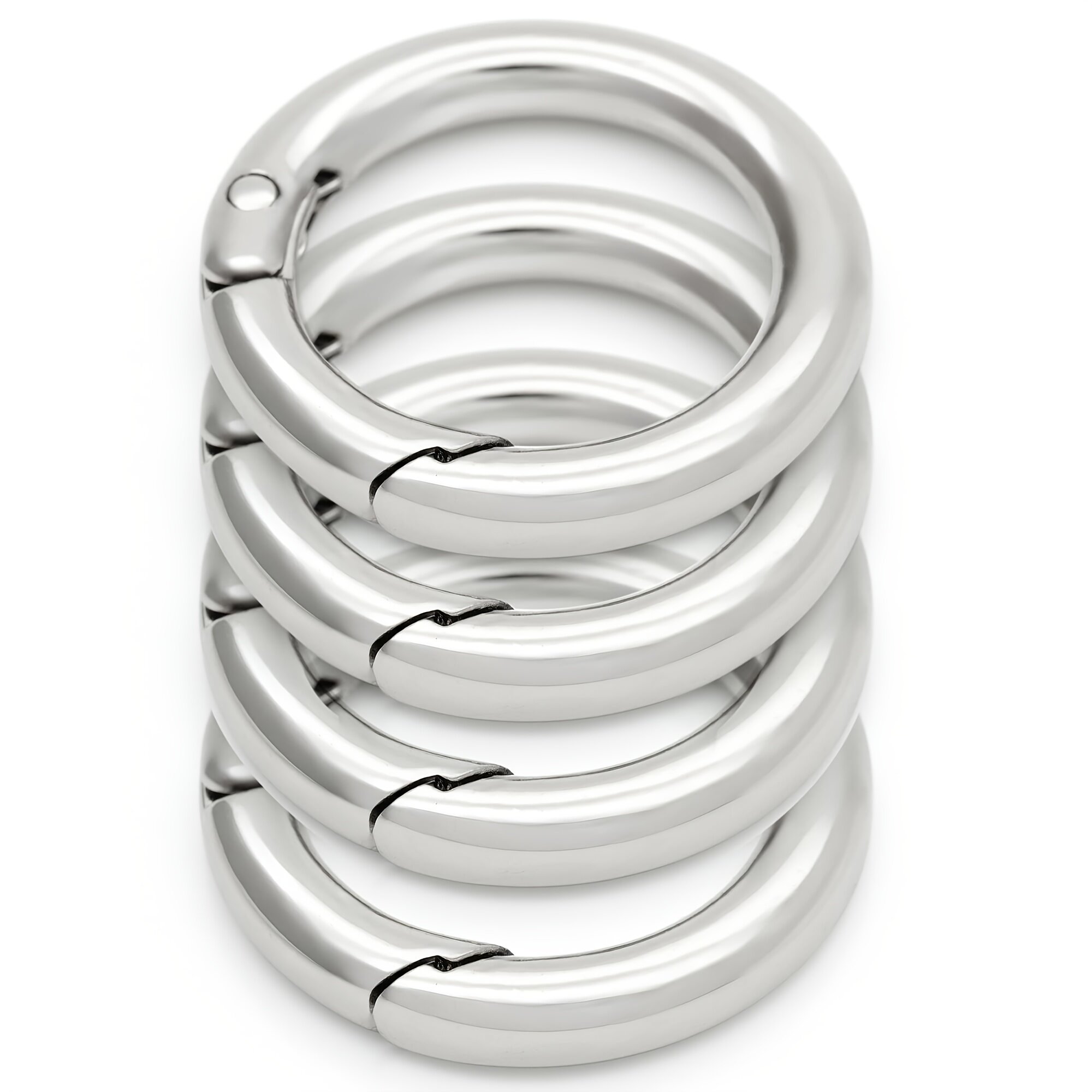 32 шт. Металлические пружинные кольца для ключей, серебристые