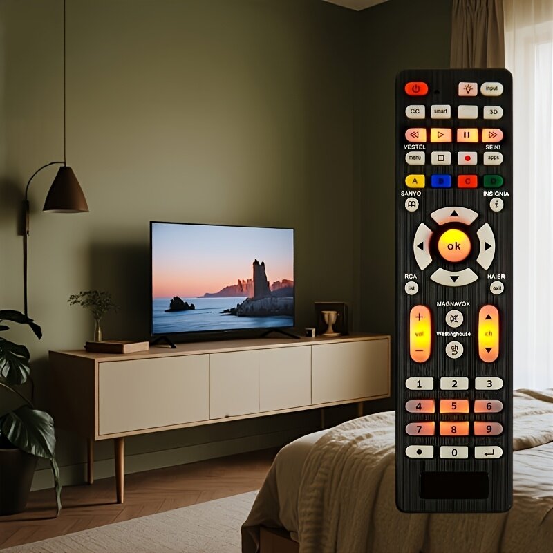 Универсальный пульт ДУ для телевизора, совместимый с различными Smart TV, светящийся в темноте, эргономичный, улучшенный корпус, черно-оранжевый