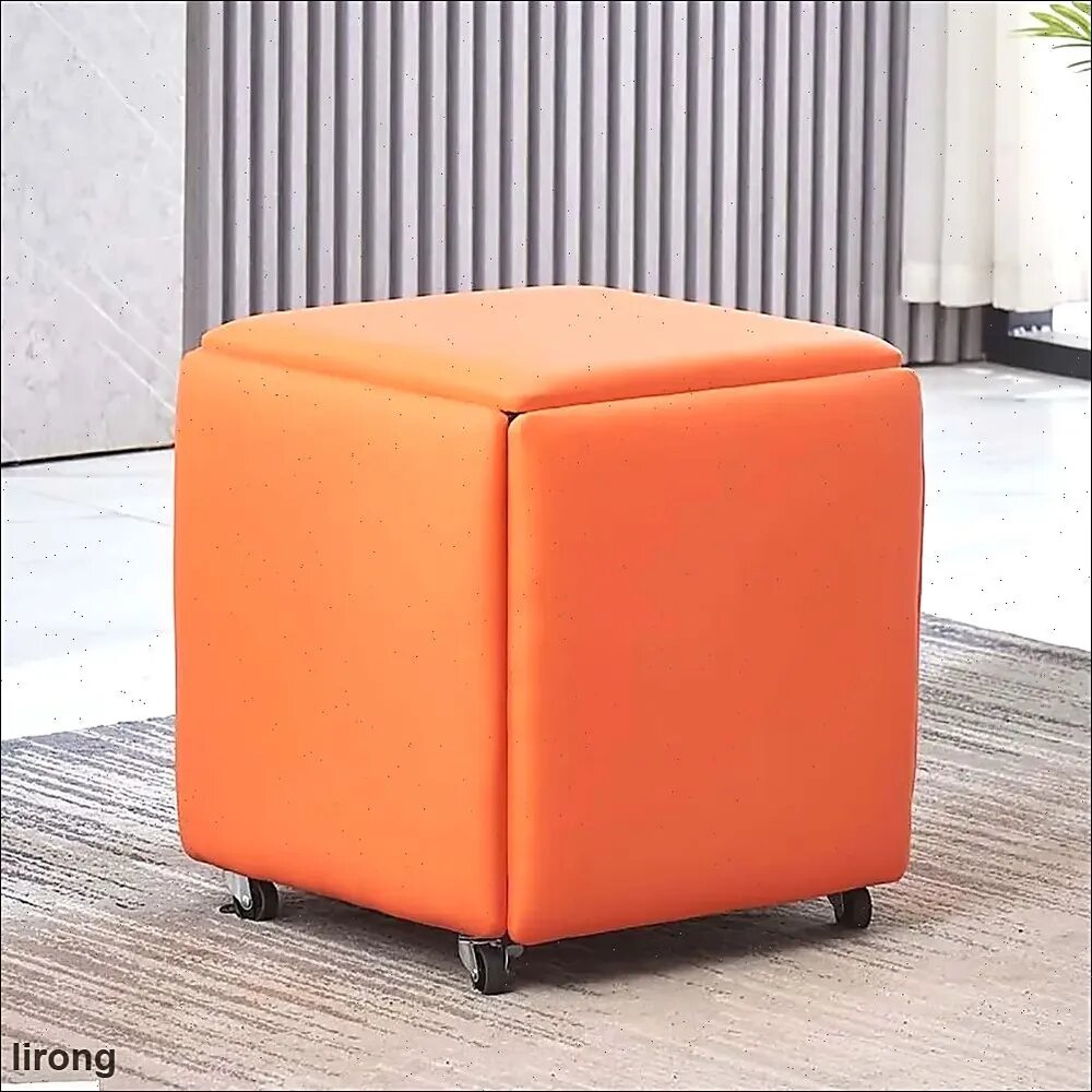 Стул откидной, 5 шт, 35x38x35 см, экокожа, металл, оранжевый, современный стиль