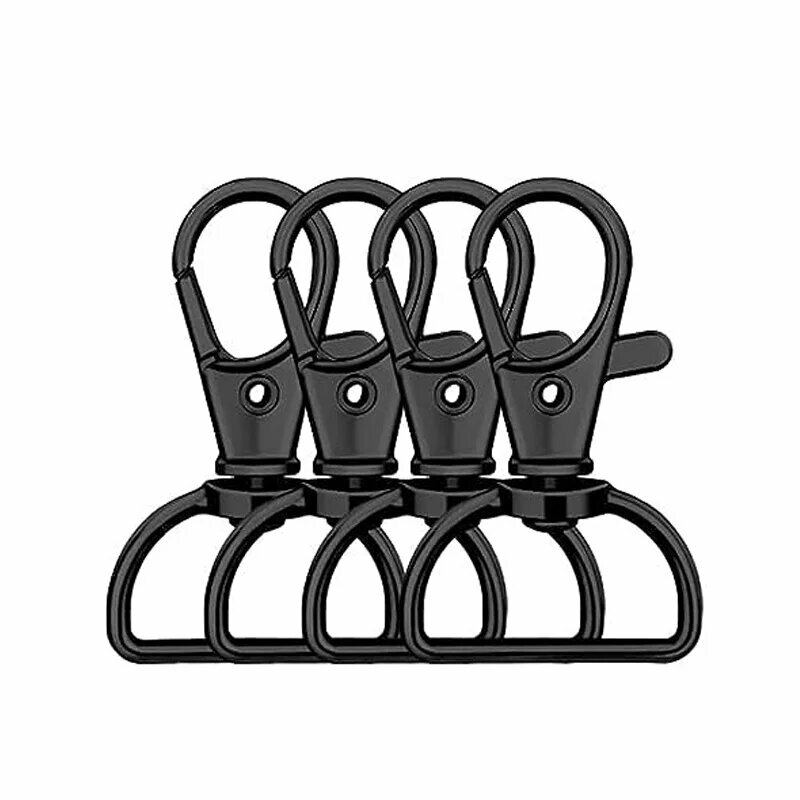 Набор из 10 металлических поворотных карабинов TELUNSI Черный, 20mm, black
