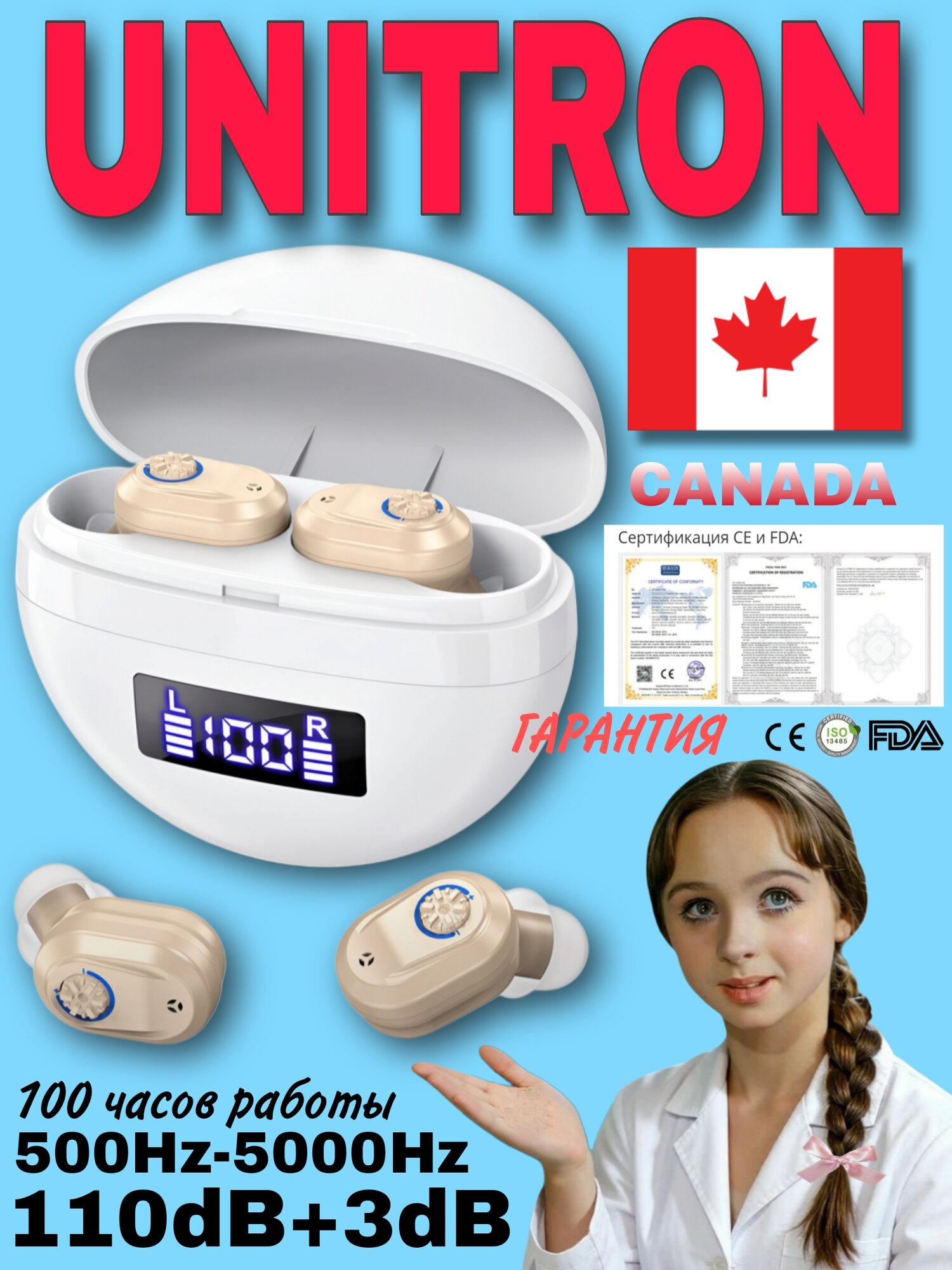 Слуховой аппарат Unitron для первой второй и третьей степени тугоухости