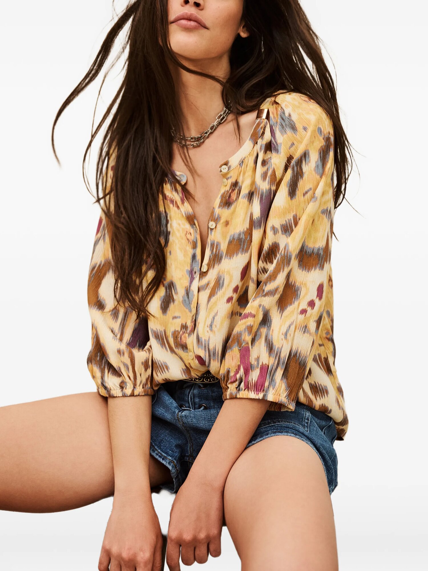 Рубашка ba&sh Maelle shirt, размер 40, светло-желтый — фото 1