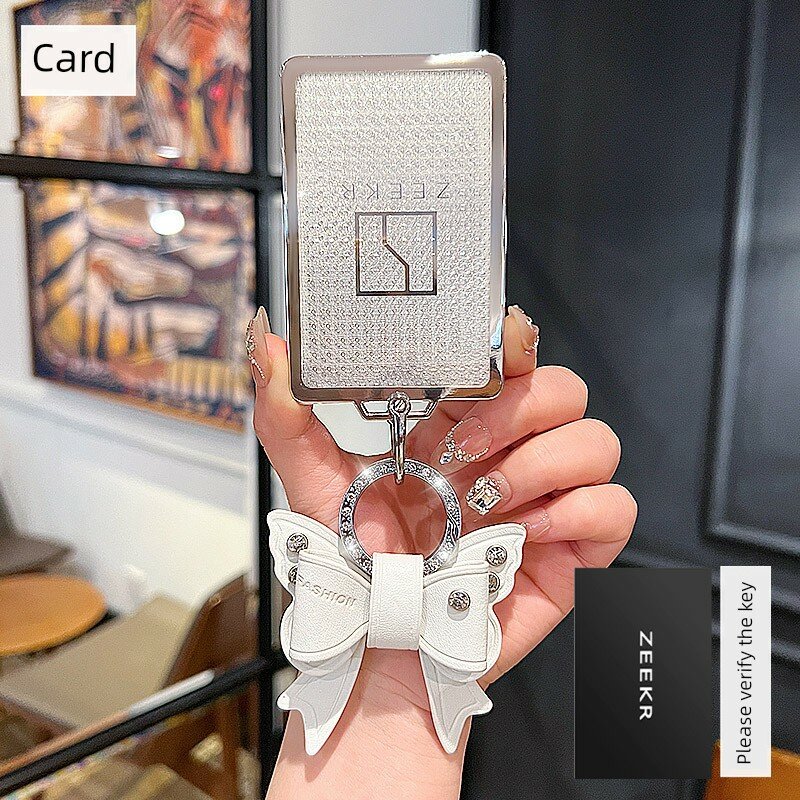 Кристально-белый чехол для ключа Zeek001 с подвеской бабочка, NFC защита, держатель карт
