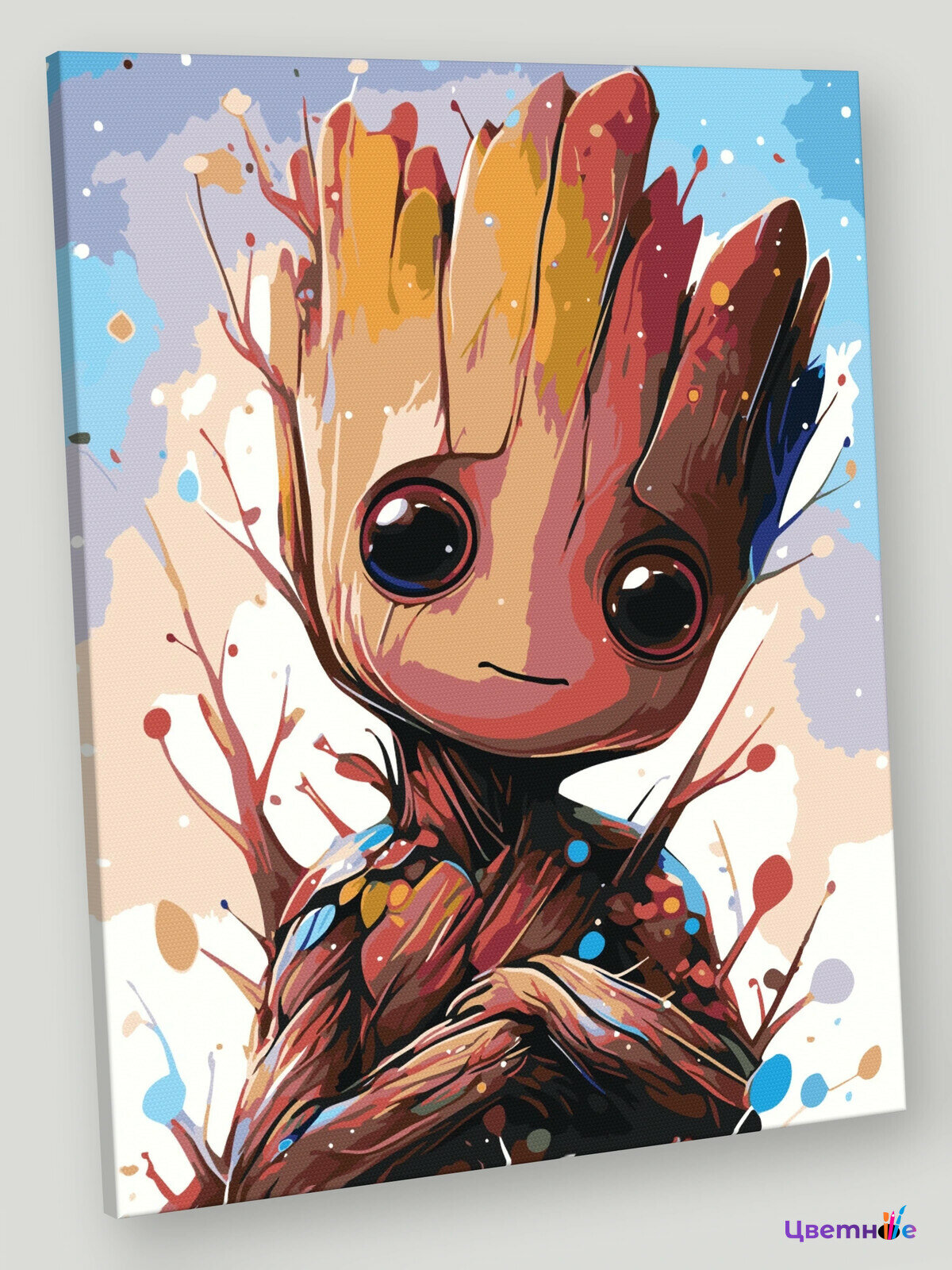 Картина по номерам на холсте с подрамником "Марвел Marvel: Малыш Грут", Раскраска 40x50 см, Мстители Фэнтези Фильмы
