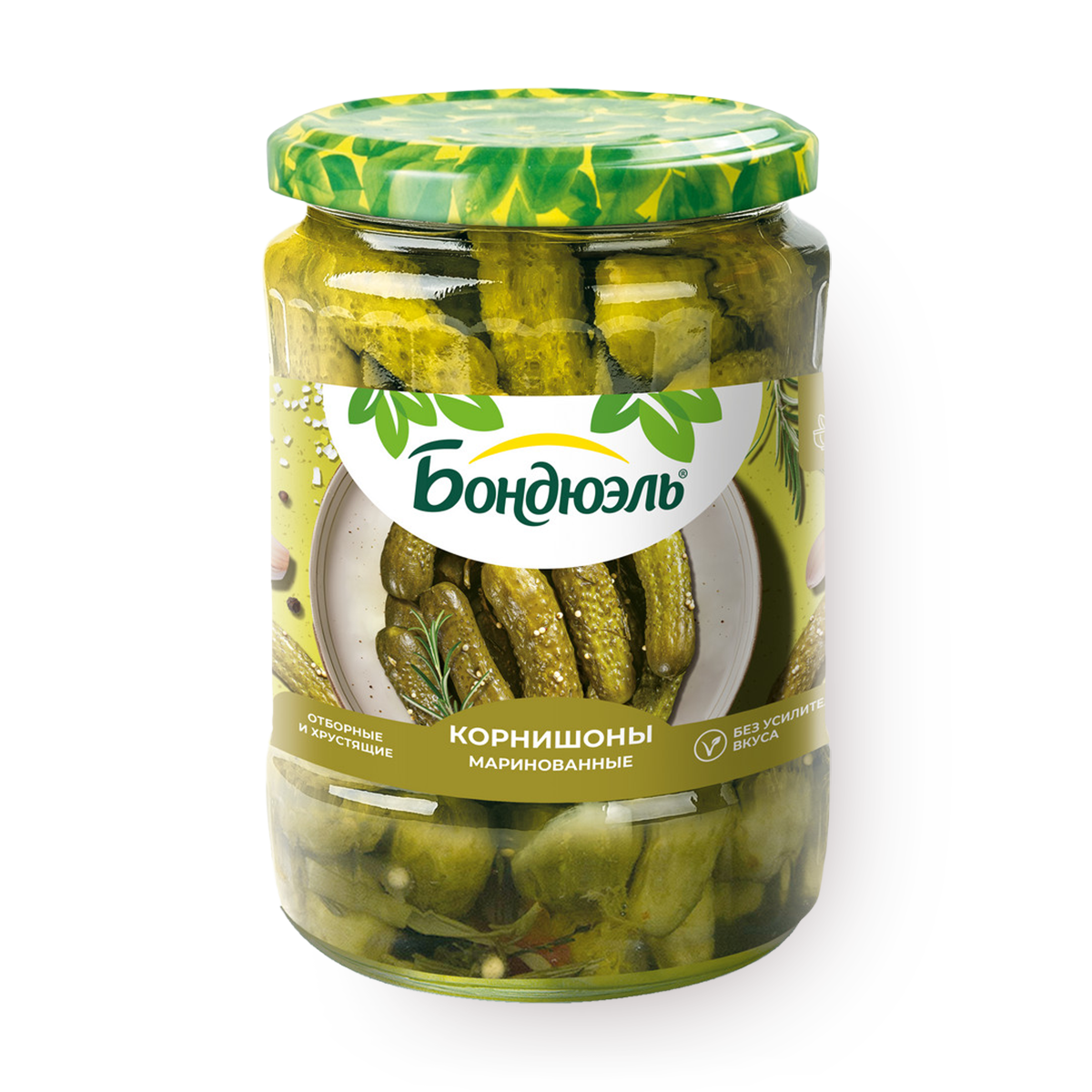 Огурцы корнишоны Bonduelle "Expert", маринованные, в стеклянной банке, 580 мл