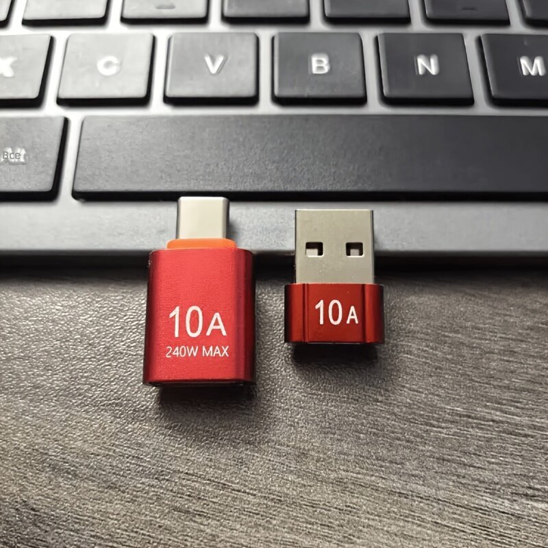 Адаптер Type-C на USB и USB на Type-C, комплект из 2 шт, красный, поддержка OTG, зарядки и передачи данных