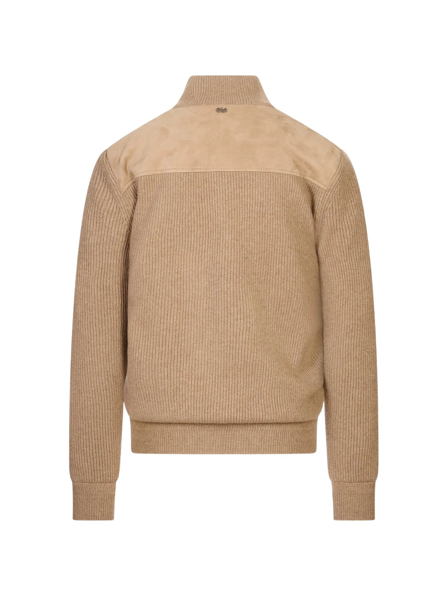 Куртка Agnona Suede-panelled ribbed-knit jacket, размер 50 — фото 1