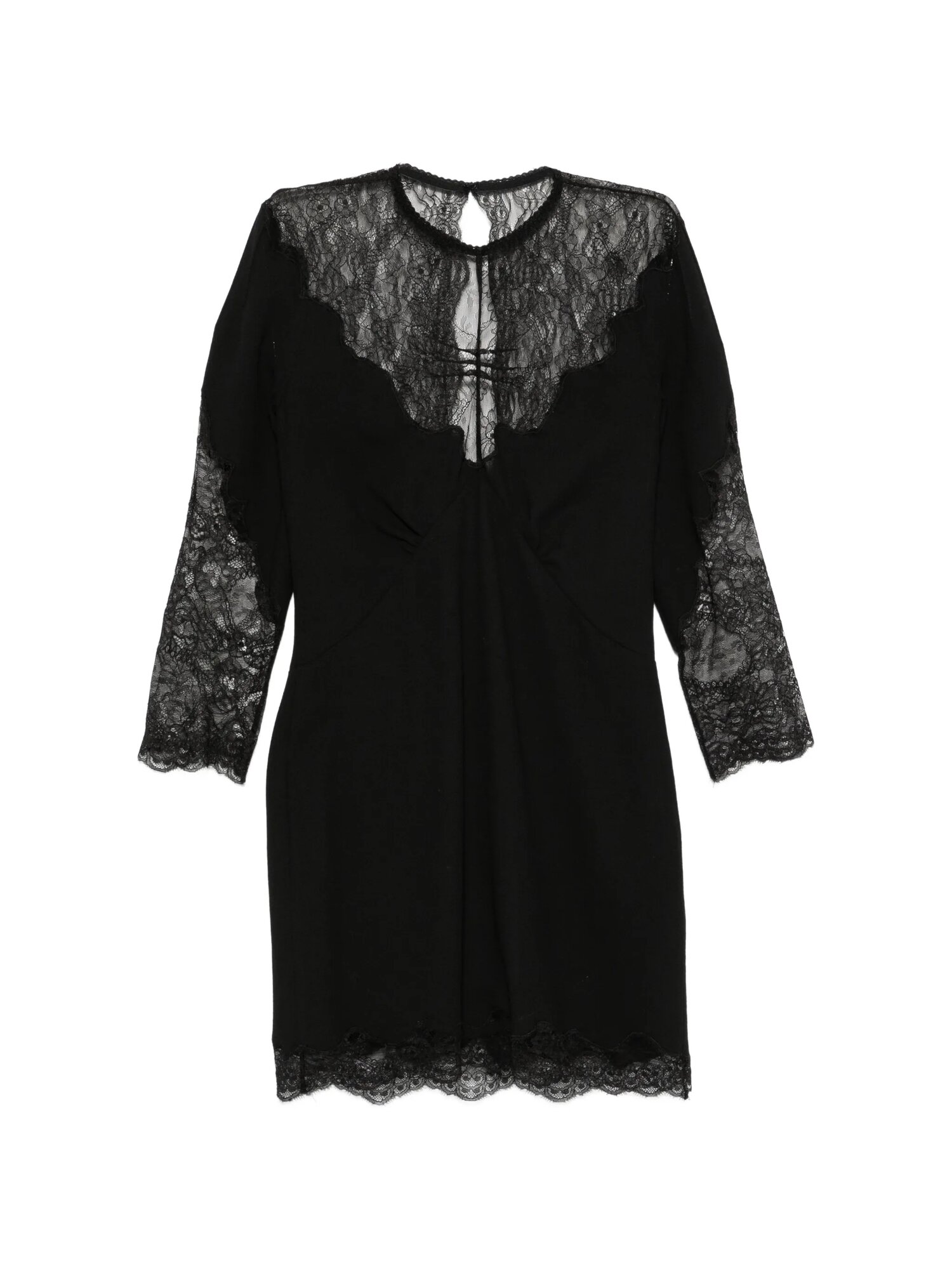 Платье Lace-trimmed long-sleeve mini dress