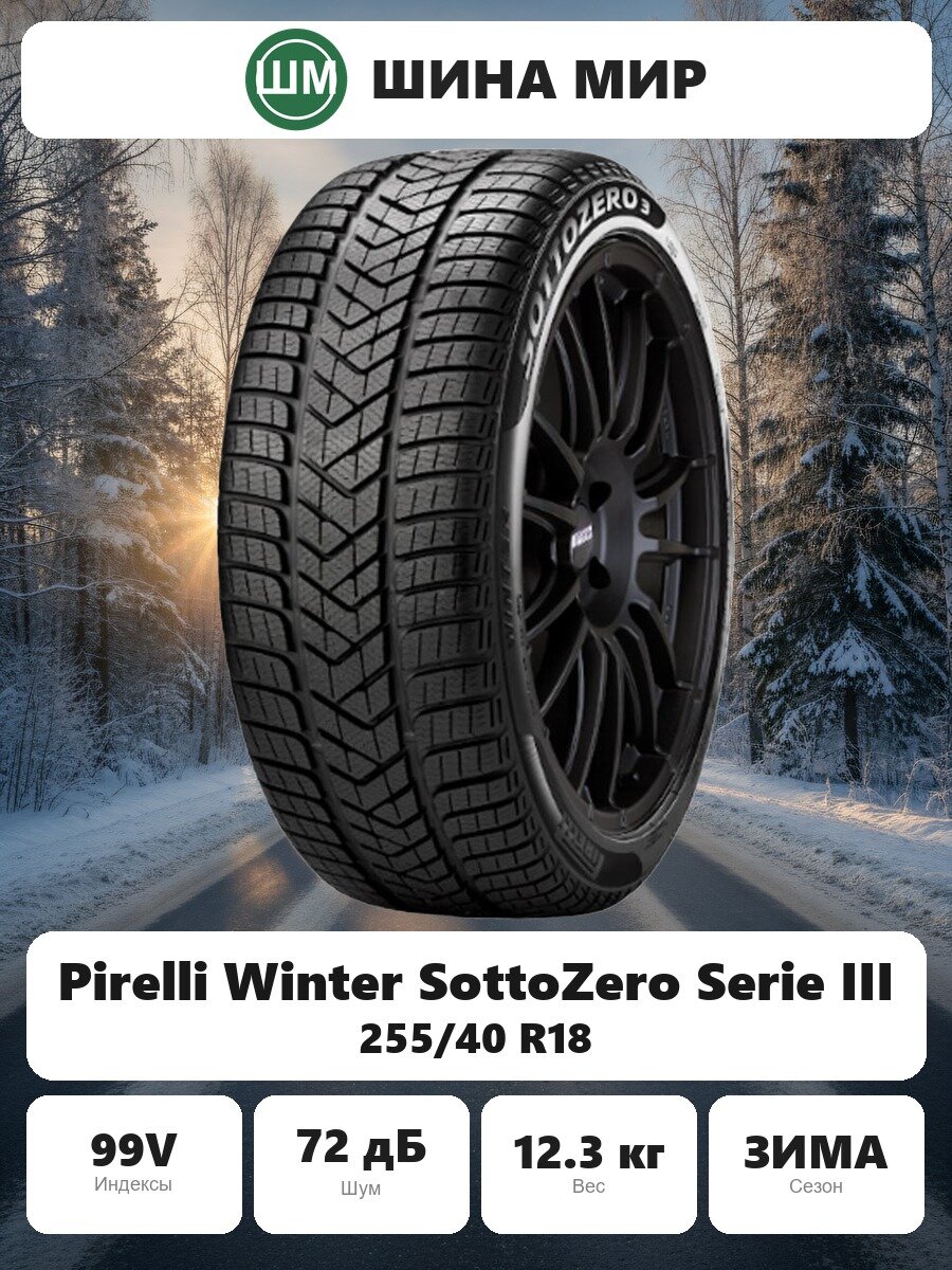 Шина Pirelli Winter SottoZero Serie III 255/40 R18 XL 99V Зимняя Нешипованная