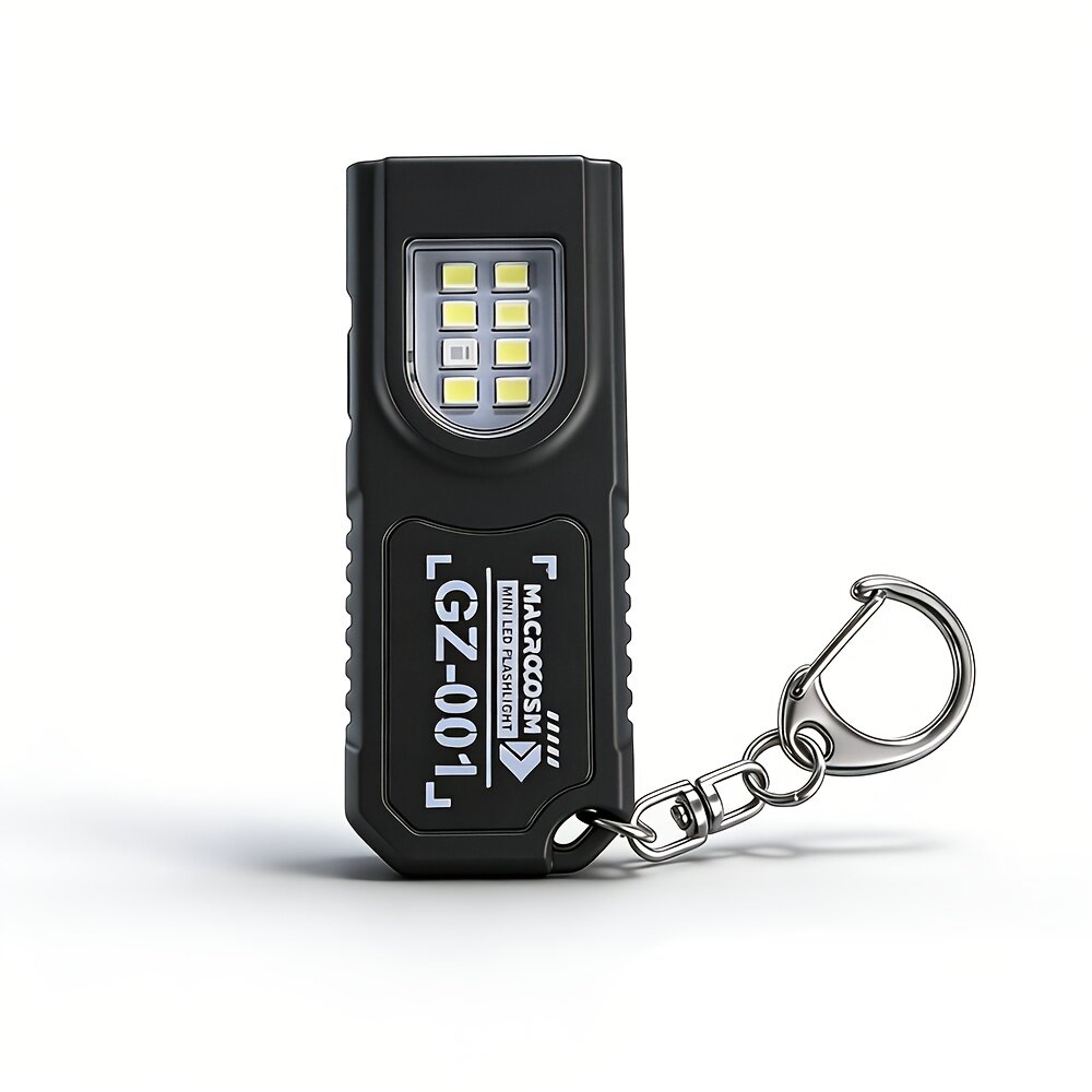 Мини-портативный светодиодный фонарик-брелок с USB-зарядкой и зажимом, с двумя источниками света, для походов, рыбалки и аварийных ситуаций, 1 шт