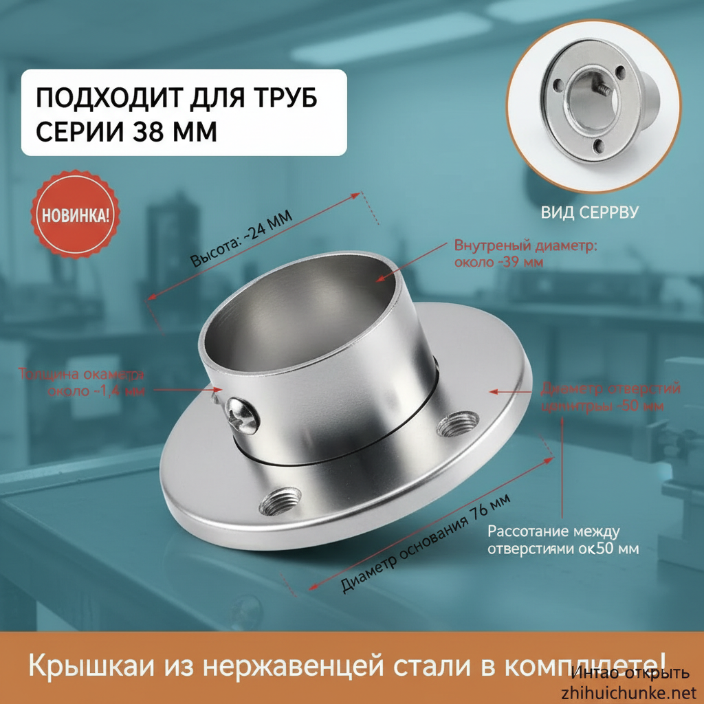 Фланец для трубы 38 мм, 2 шт, нержавеющая сталь, крепление для стойки, опора для трубы, фланцевая муфта