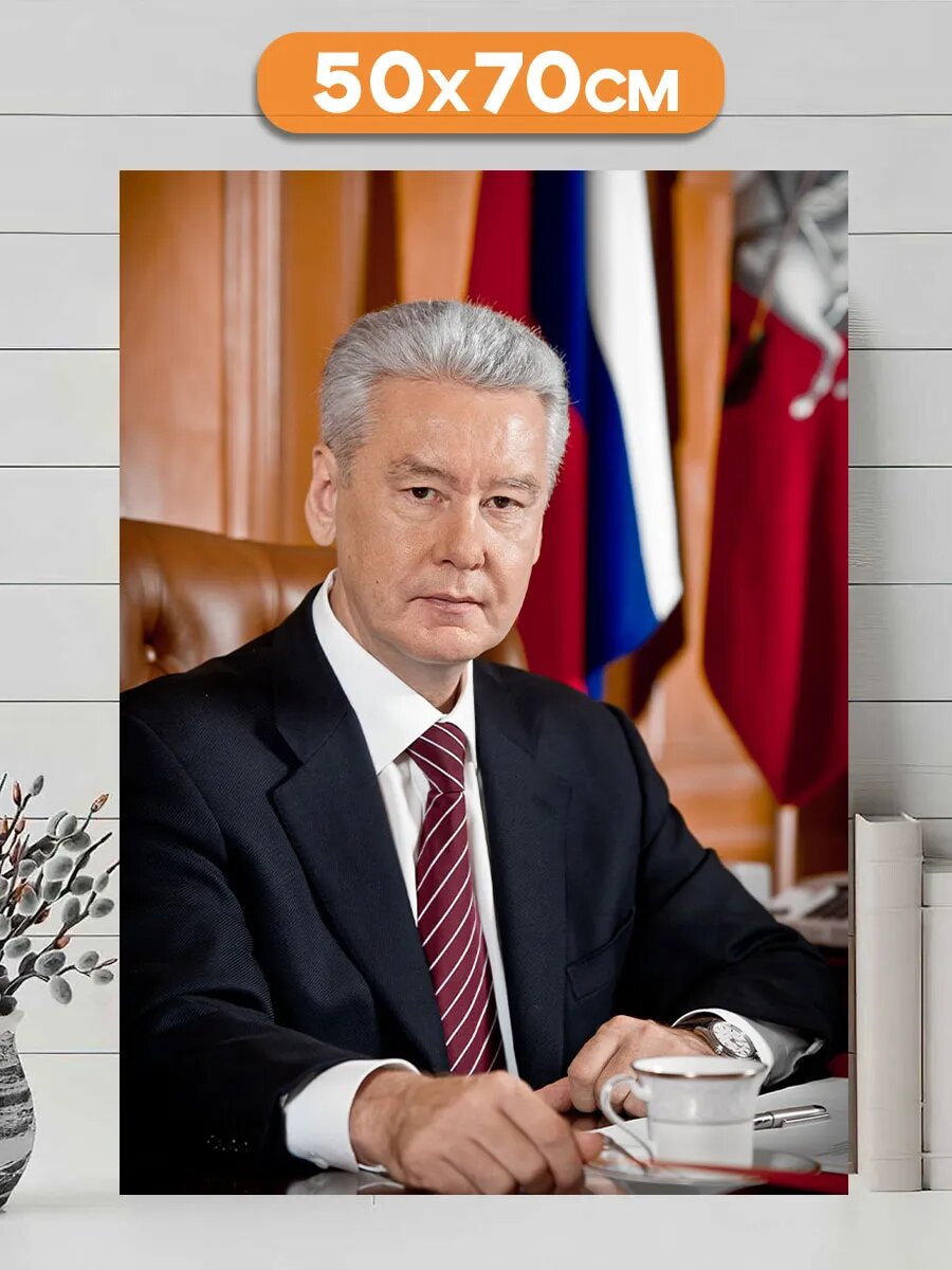 Картина на стену для дома Сергей Собянин 50х70 см
