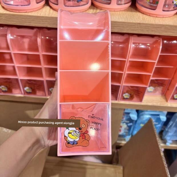 Набор канцелярских принадлежностей Miniso Flower Minions: блокнот на пружине, держатель для ручек, пазл, маска для