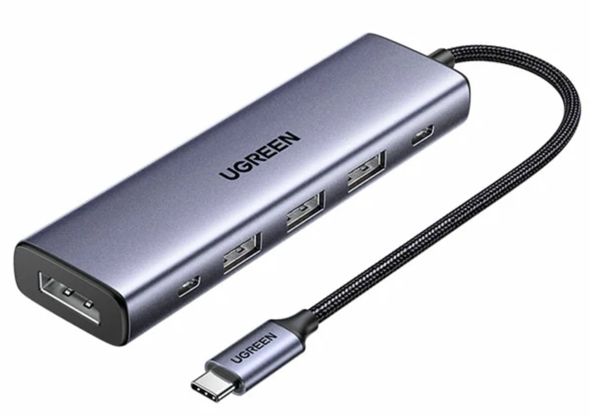 Хаб UGREEN CM511 (75642) 5-in-1 USB-C Hub With 3*USB-C 2*USB-A. серый 75642_