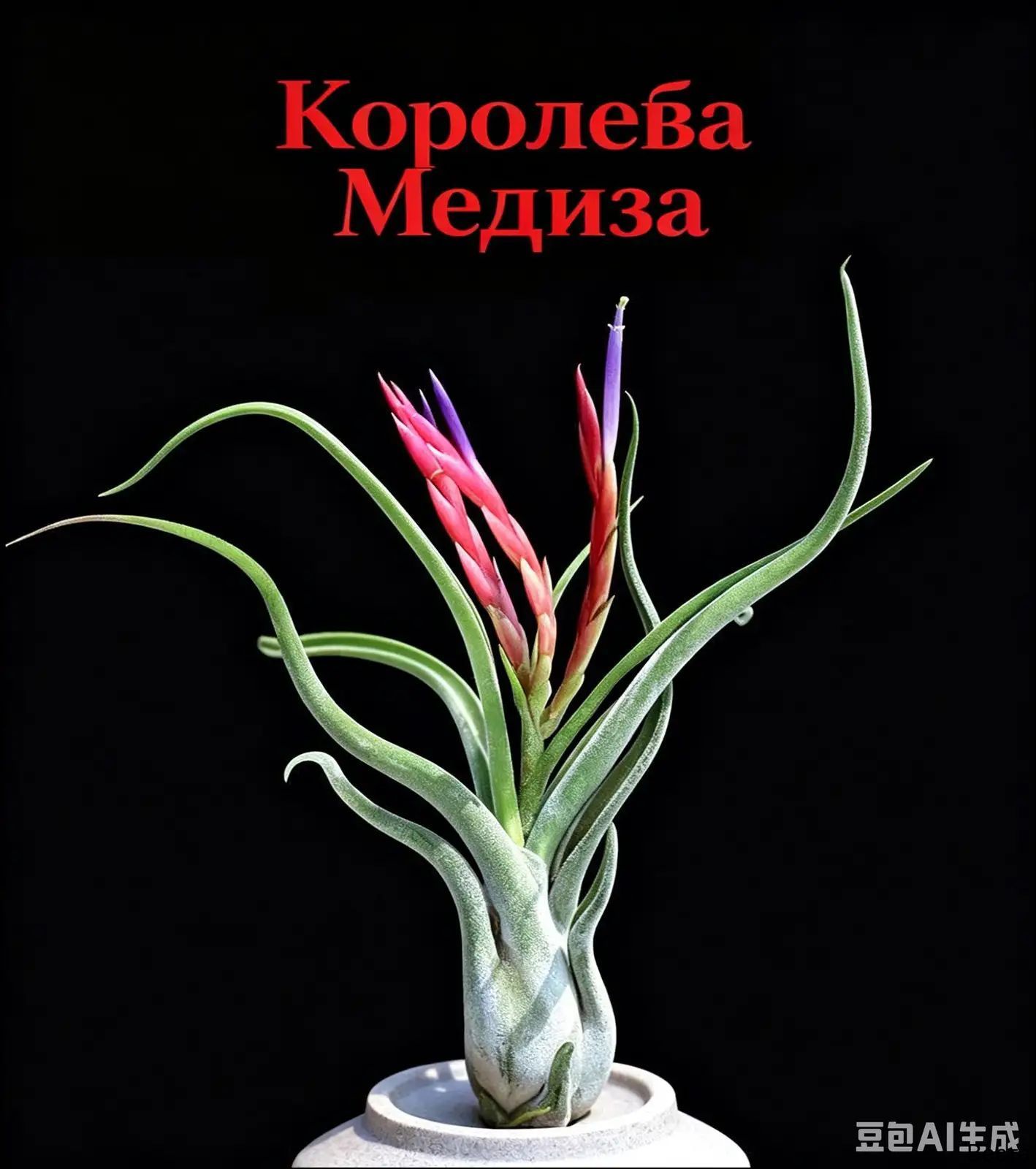 Эксклюзивная тилландсия Королева Медуза, живая, выращиваемая без почвы