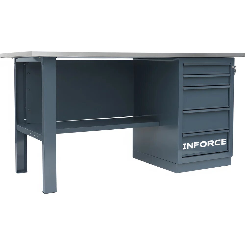 Верстак, Inforce, с драйвером Inforce 1600х686х845 LW-2 допустимая нагрузка на стол 1000кг, 05-01-006, обеспечивает