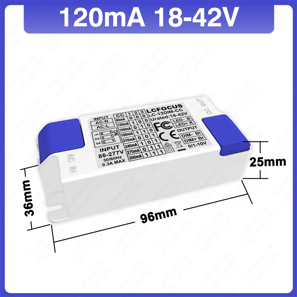 LCFOCUS Трансформатор 120mA 18-42V 12W