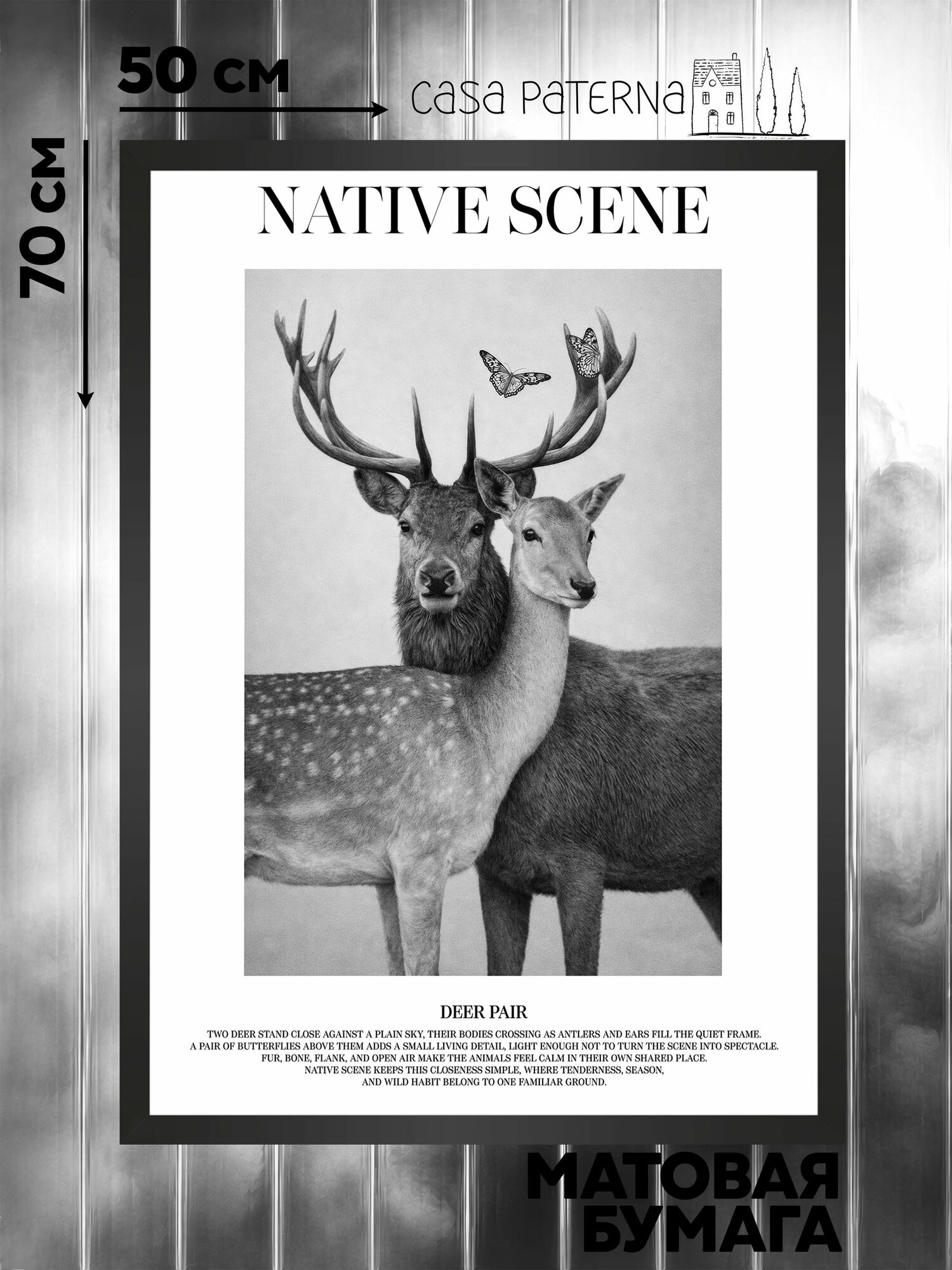 Постер на стену 50х70 Native Scene #22, черно-белая фотография для интерьера, чб без рамки Casa Paterna