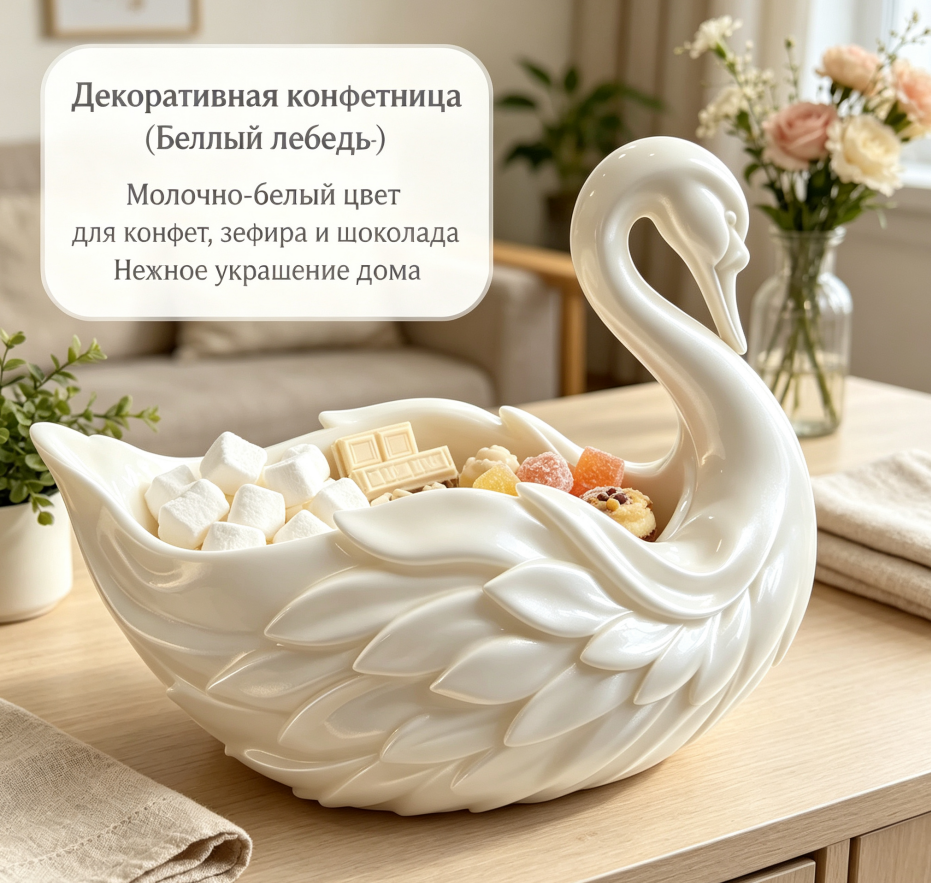 Роскошная корзина для хранения в форме лебедя, декоративная коробка для конфет и снеков на стол, домашний ，3D-печать