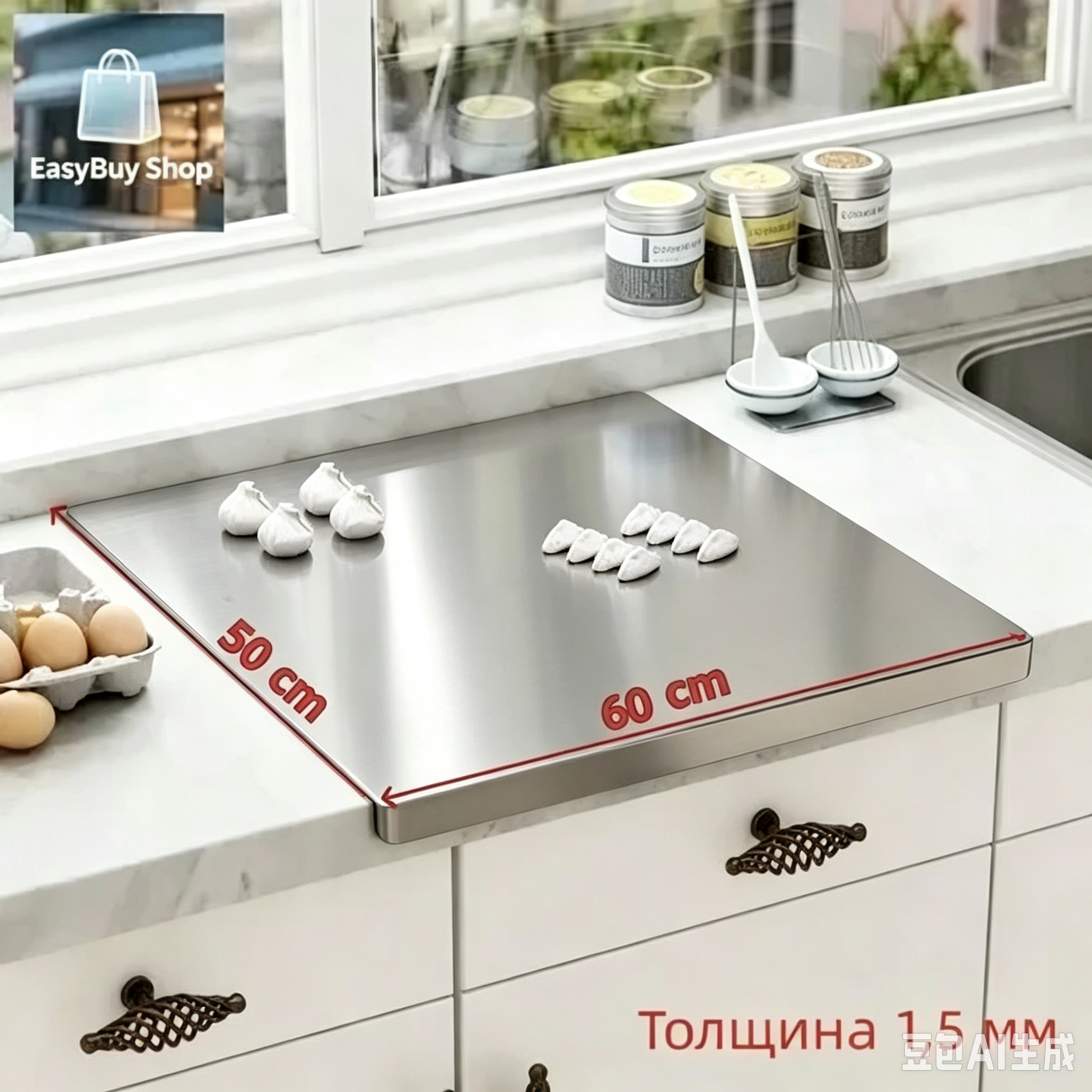 Кухонная разделочная доска, практичный аксессуар для приготовления пищи, долговечная и простая 60 см х 50 см, 1 шт