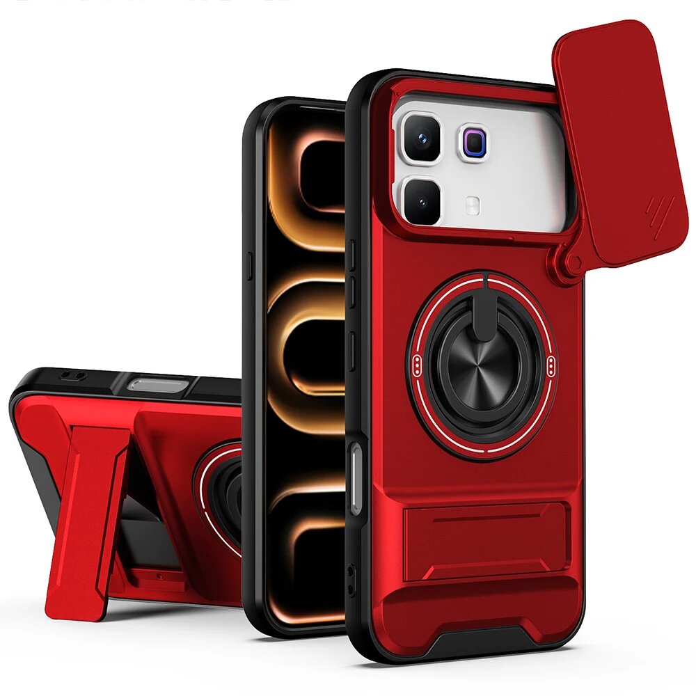 Красный чехол KEYSION для Infinix Note 60 Pro 5G с защитой камеры и подставкой