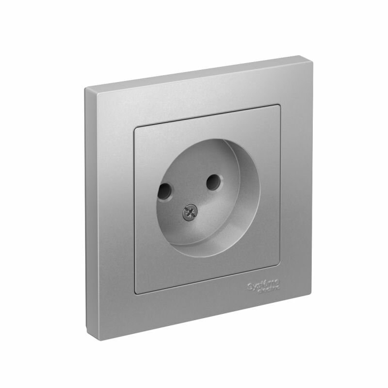 Розетка 1-м СП AtlasDesign 16А IP20 без заземл. в сборе алюм. SE ATN000340