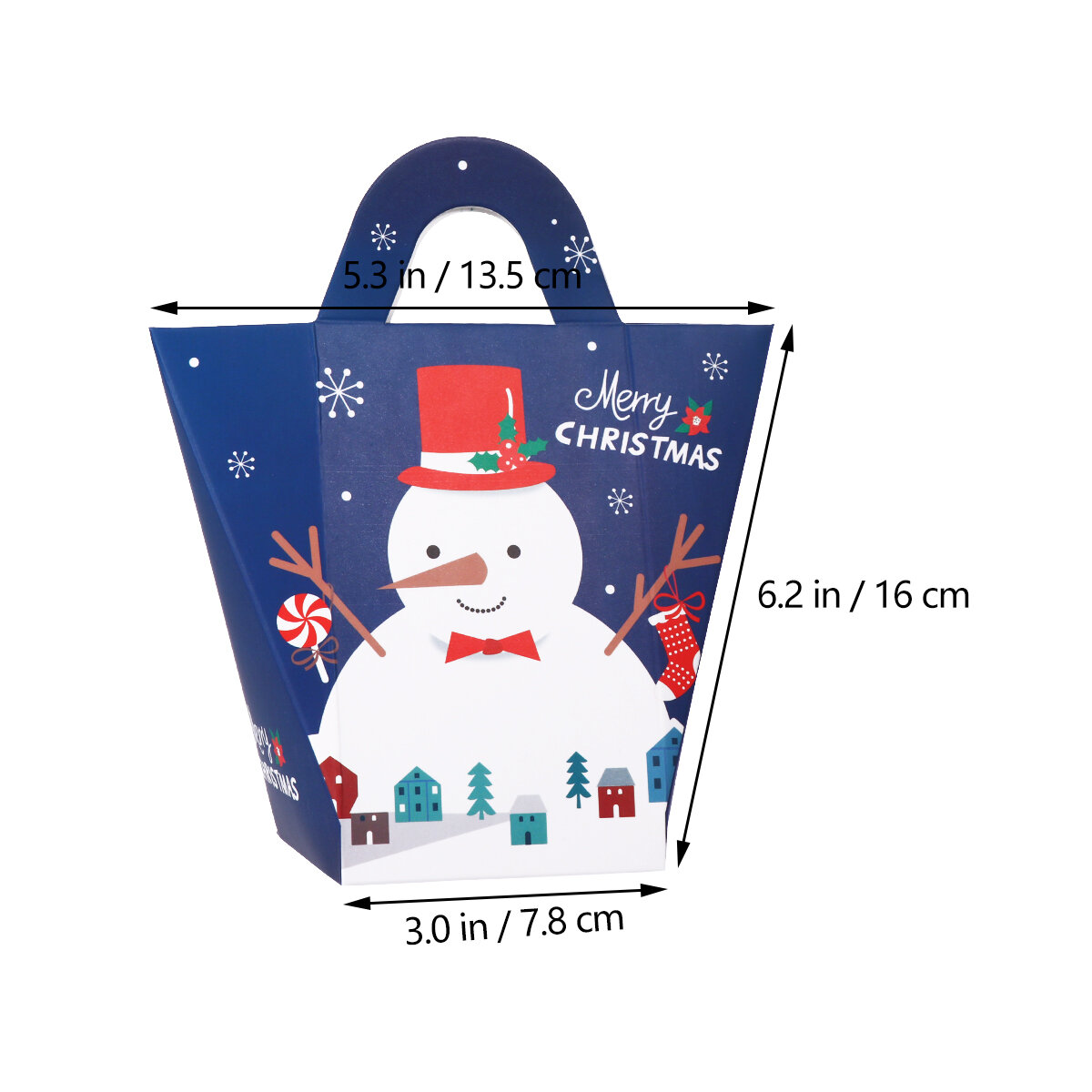 12 Шт Квадратные Коробки Из Бумаги Для Конфет Без Ленты СSnowman 16x13.5Cm