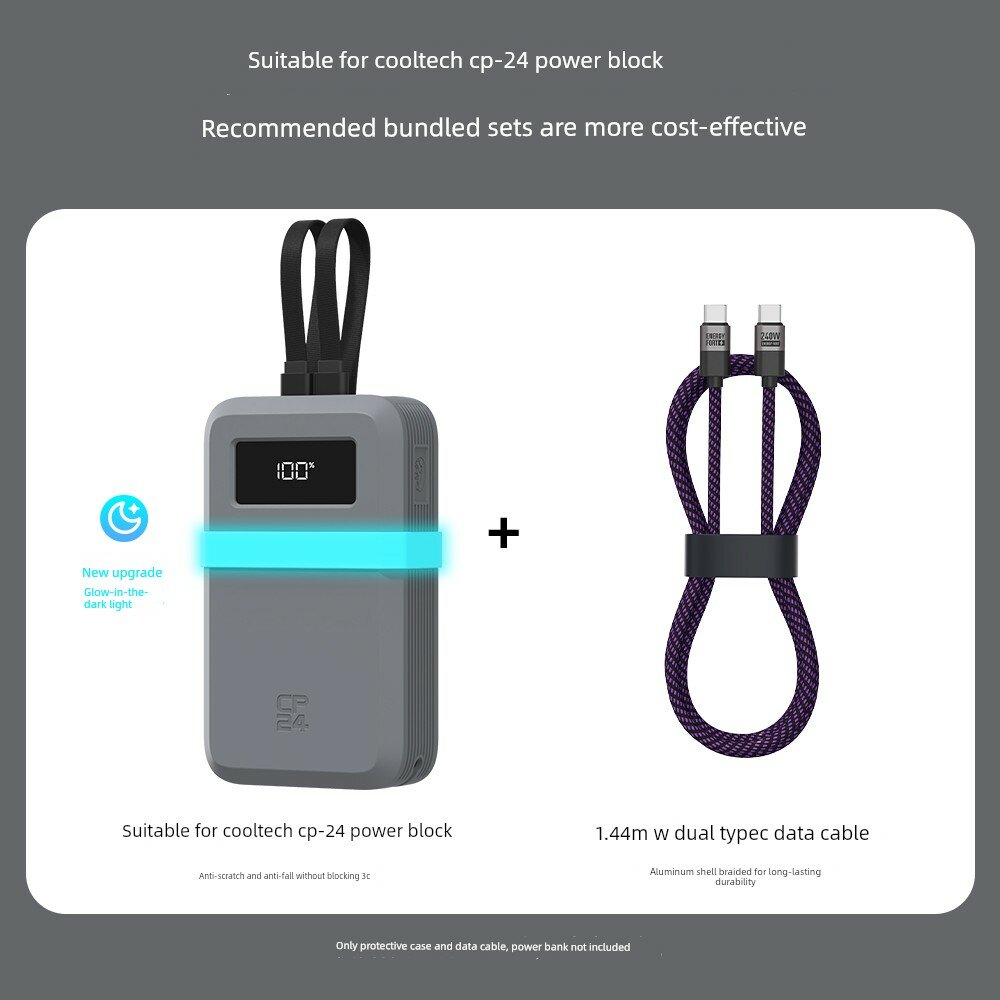 Набор чехол для Power Bank CP24 с двойным проводом и кабелем быстрой зарядки 240Вт для мобильного аккумулятора 20000 мАч