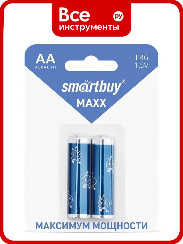 Батарейка алкалиновая Smartbuy MAXX LR6/2B (24/240) 2 шт SBBM-2A02B