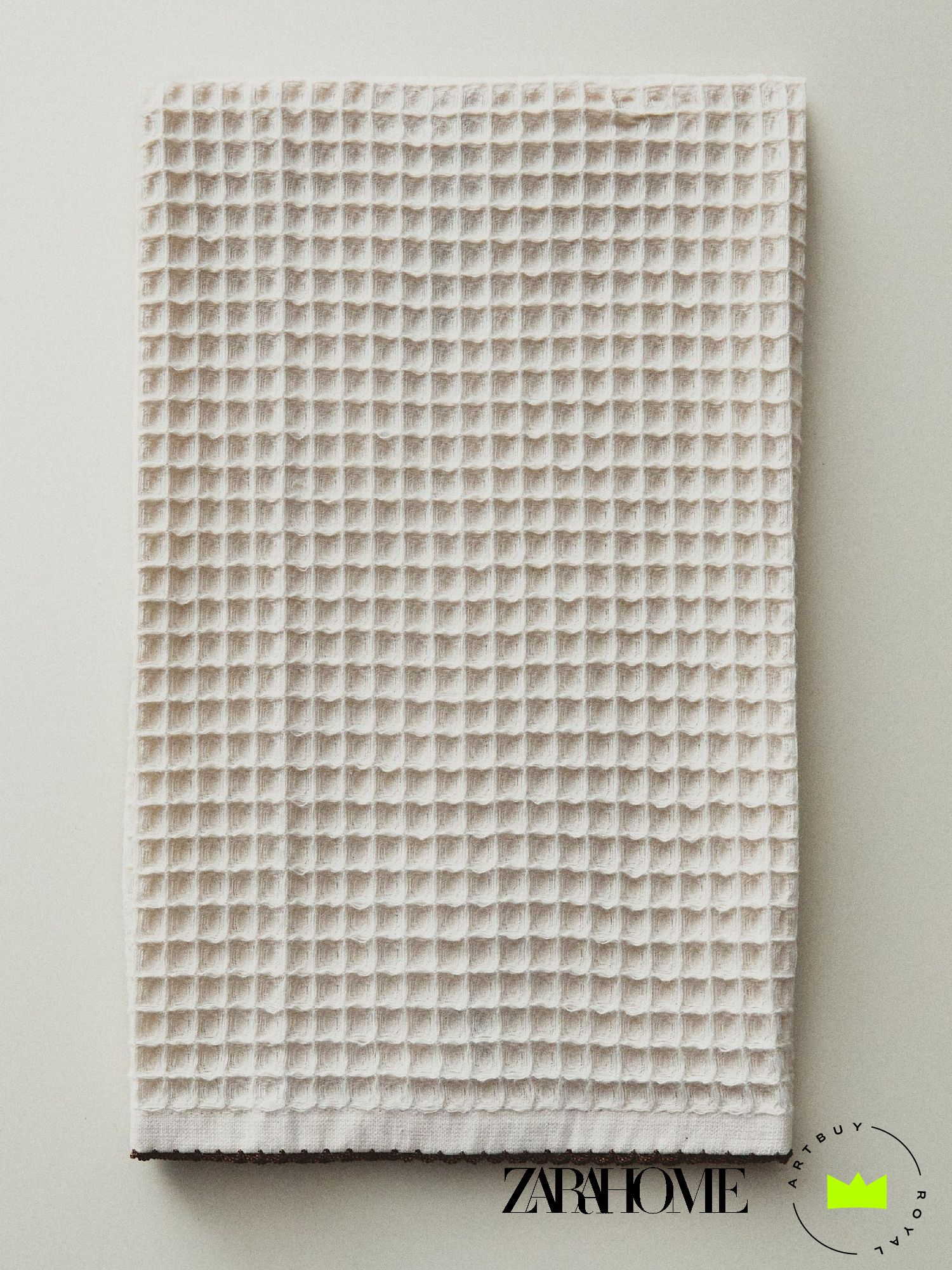 ZARA HOME Полотенце кухонное 50x70 1 шт вафельная фактура бязь бежевый, слоновая кость