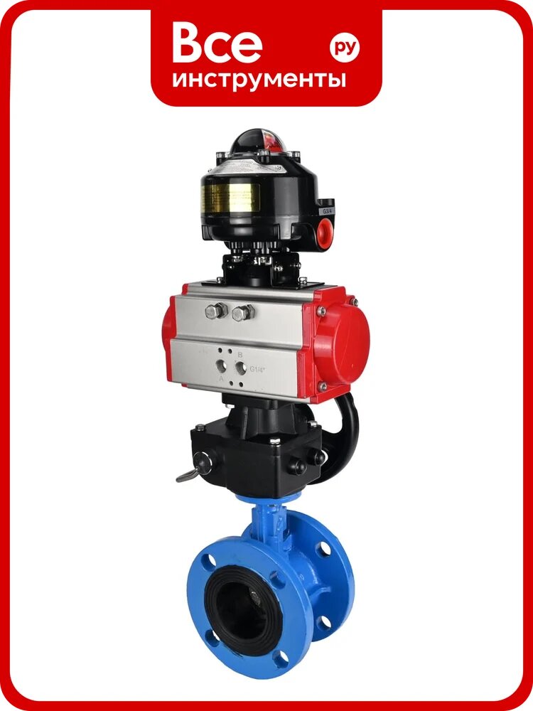 Затвор DN-ru дисковый поворотный GGG40-GGG40-EPDM-2W-H Ду200 Ру16 фланцевый, пневмоприводомод DA-140, БКВ LSB-510-02ExM12-250, ручной дубликаторо HDM-2 D050-90825