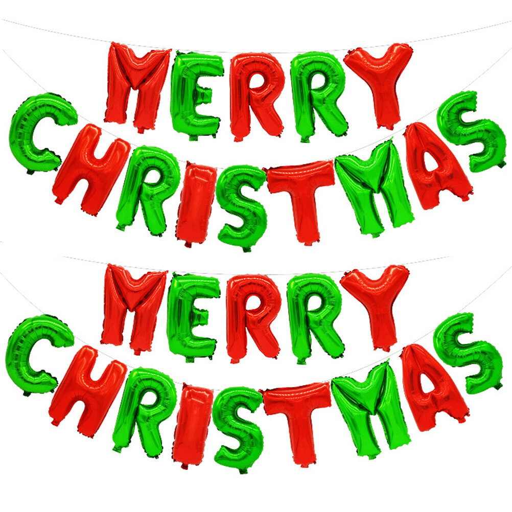 Набор Из 2 Штук Баннер Из Фольгированных Баллонов MERRY CHRISTMAS Размер 40*31 Cm Для Украсления Праздничного Интерьера