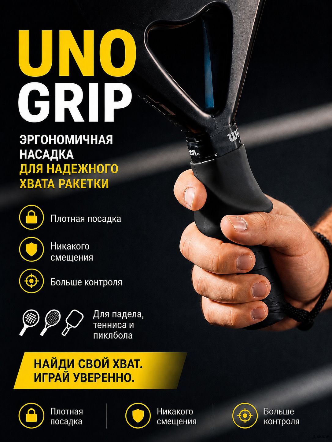Накладка для ракетки, Артикул: 5607927487, Цвет: Черный — информация о товаре в карточке