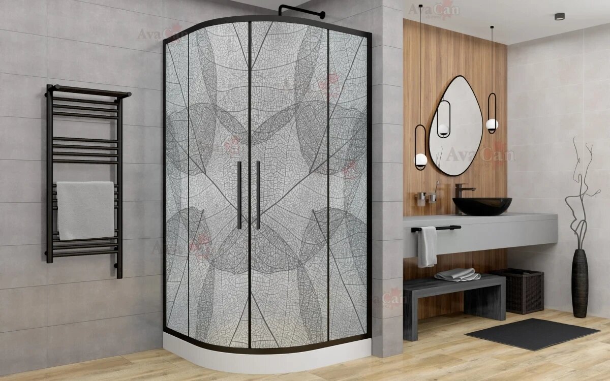 Душевой уголок AvaCan HB 80 MT, 80x80x195 см, угловая, под низкий поддон, цвет черный, стекло 6 мм, раздвижная дверь