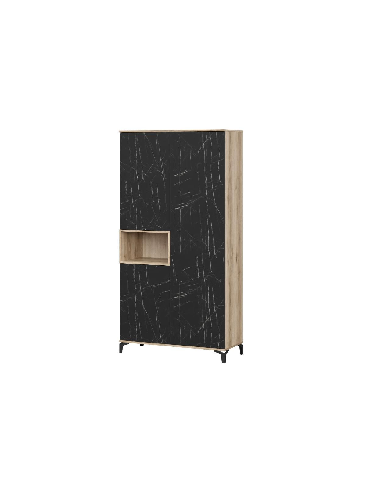 ChairCharm Модуль стенки для гостиной Луксор-1 Шкаф/Дел. свет./камень Пьетра черный