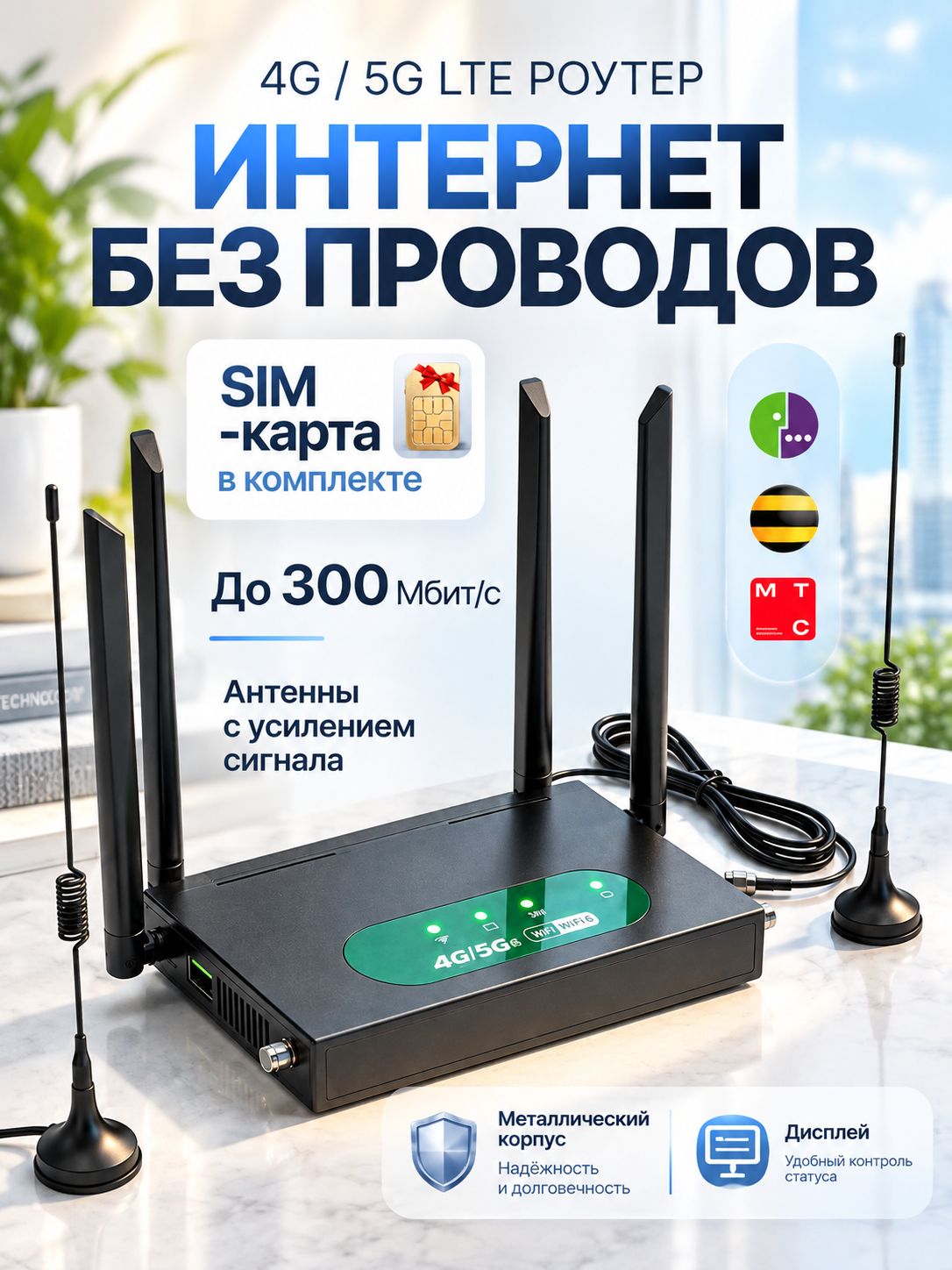 Роутер Wifi 6+ - 4G/5G Wi-Fi до 300 Мбит/сек (ДР2)