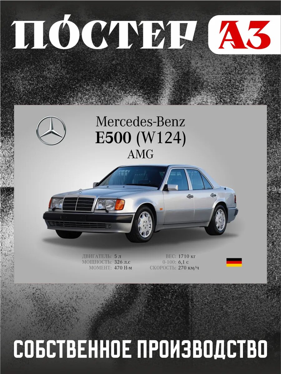 Постер на стену интерьерный А3 Mercedes-Benz Е500 W124