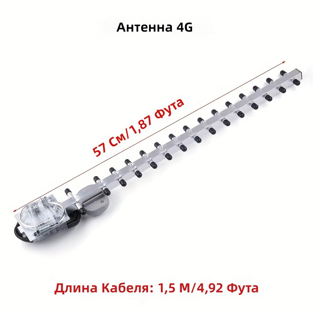 Антенна направленная типа Яга 4G / 2.4 ГГц Wi-Fi, усиление 25 дБи, с кабелем и разъемами RP-SMA и SMA male, для роутера, ПК, смартфона, планшета