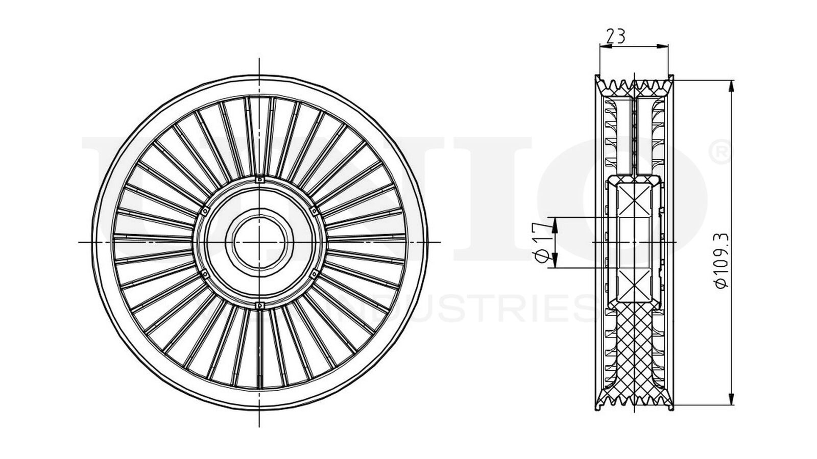 Ролик обводной приводного ремня chevrolet aveo (t200, t250, t255) 03-, lacetti (j200) 04-, epica (v250) 05- (UNIO TNS-10104)