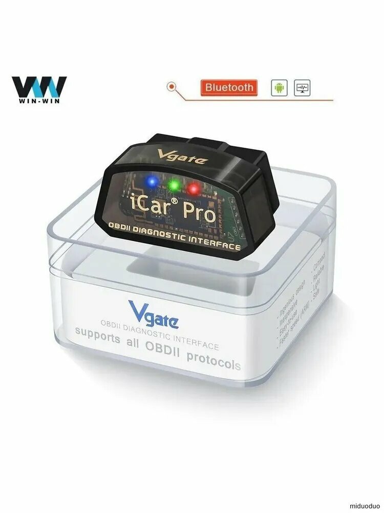 Эксклюзивный автосканер Vgate iCar Pro ELM327 OBD2 для диагностики на Android и IOS по Bluetooth 4.0