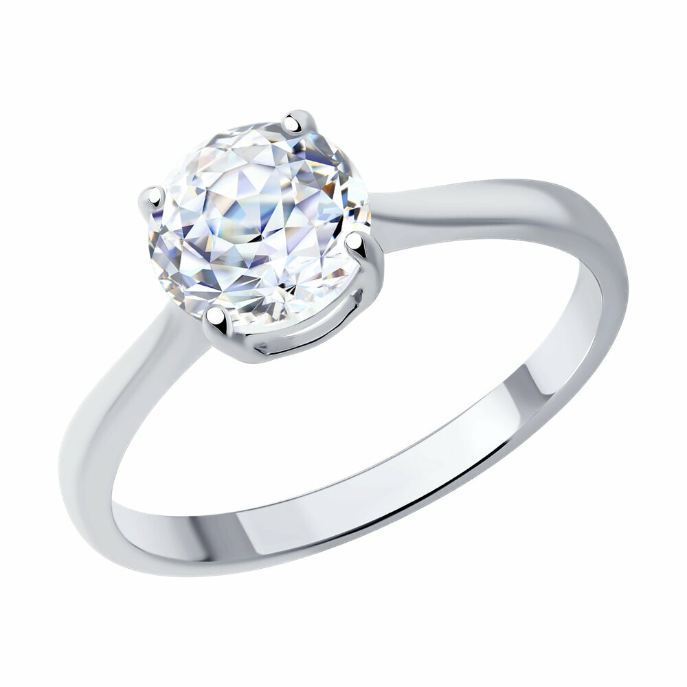 Кольцо, серебро, 925 проба, родирование, Swarovski Zirconia