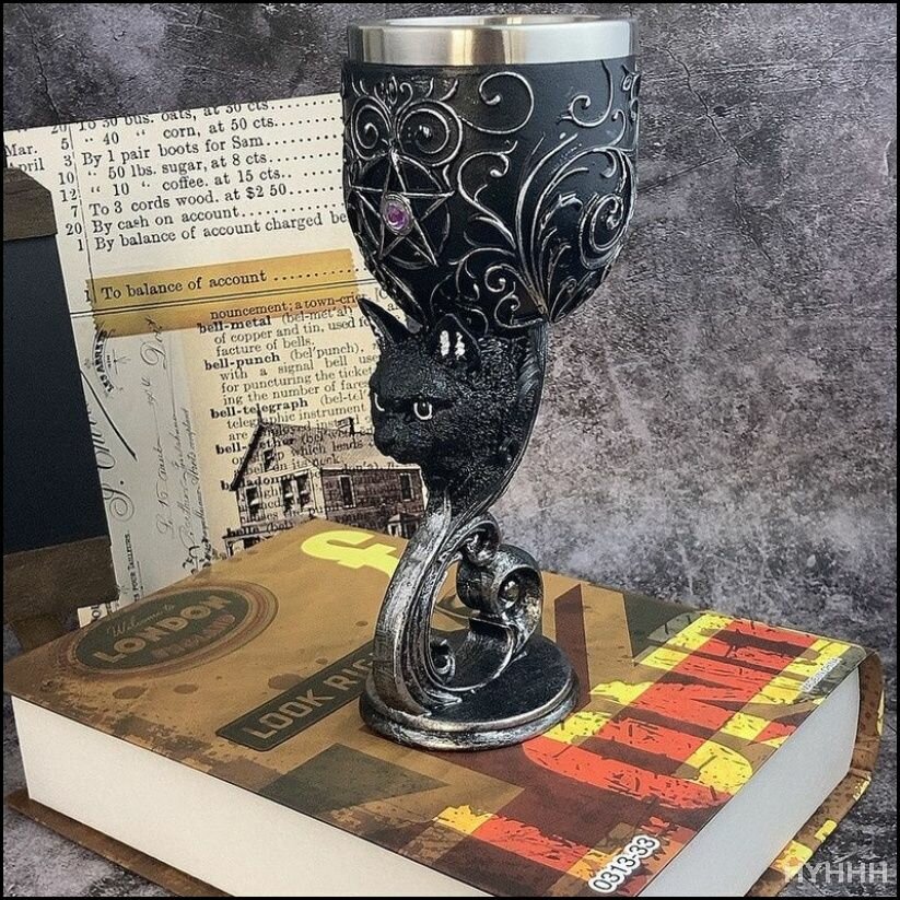 STARTOVALI Кубок питьевой для красного вина, для коктейлей "чёрная кошка", 200 мл, 1 шт