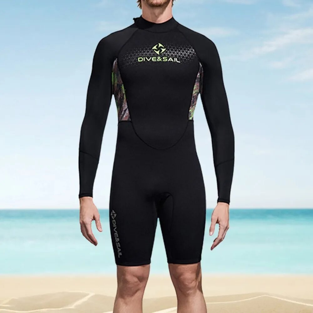 Гидрокостюм DIVE&SAIL для мужчин, неопрен, черный, длинный рукав, короткая штанина — фото 1