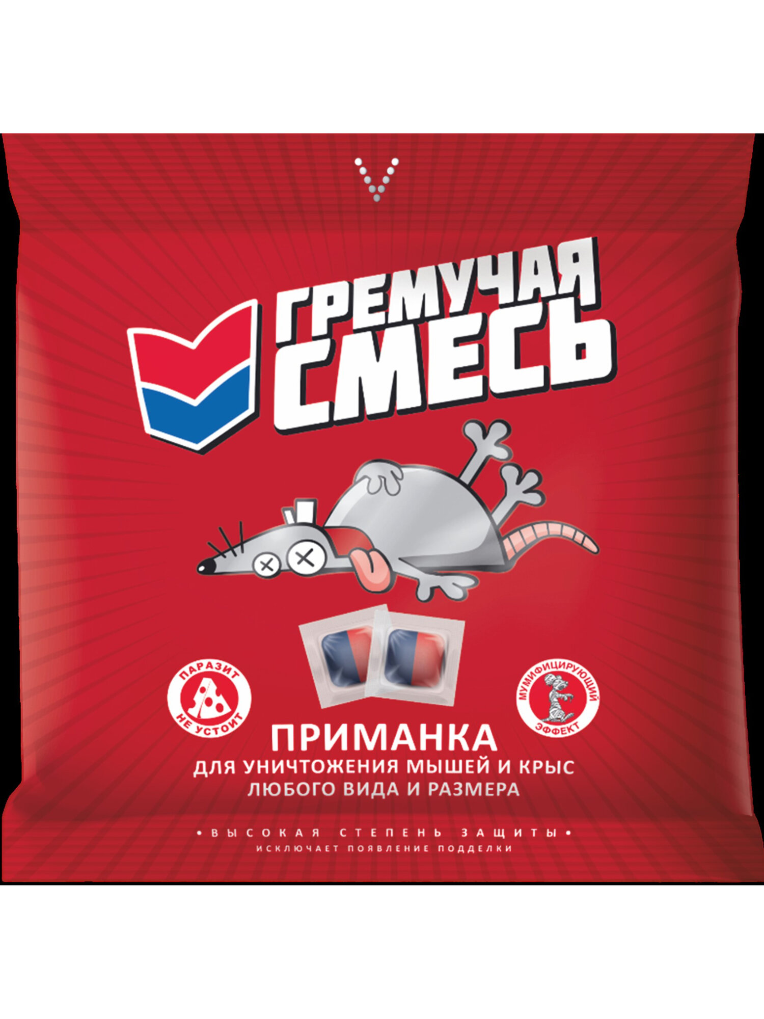 Родентицид Гремучая Смесь от грызунов, тесто-брикет 100 г, эффективная отрава для крыс и мышей, мумифицирующий эффект